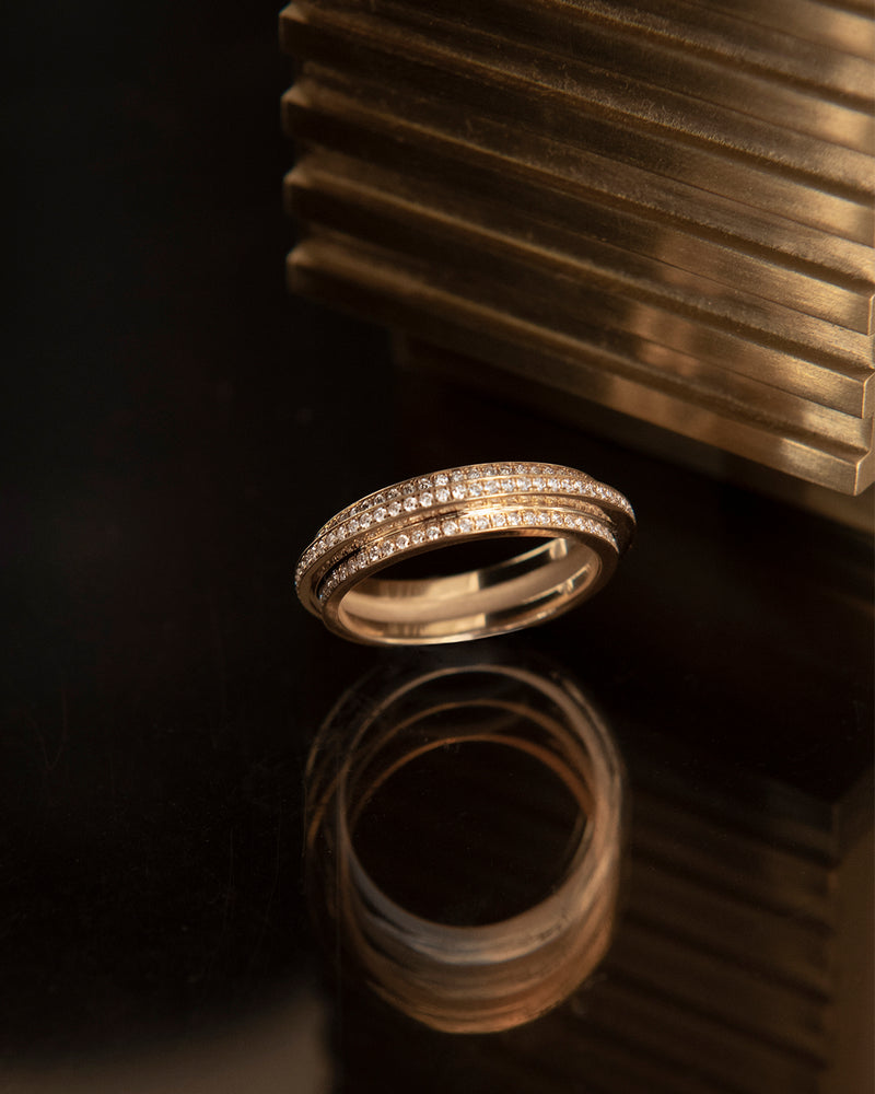 Custom Curved 3-Tier Staircase Ring with Emerald-Cut Diamond – AZLEE ...