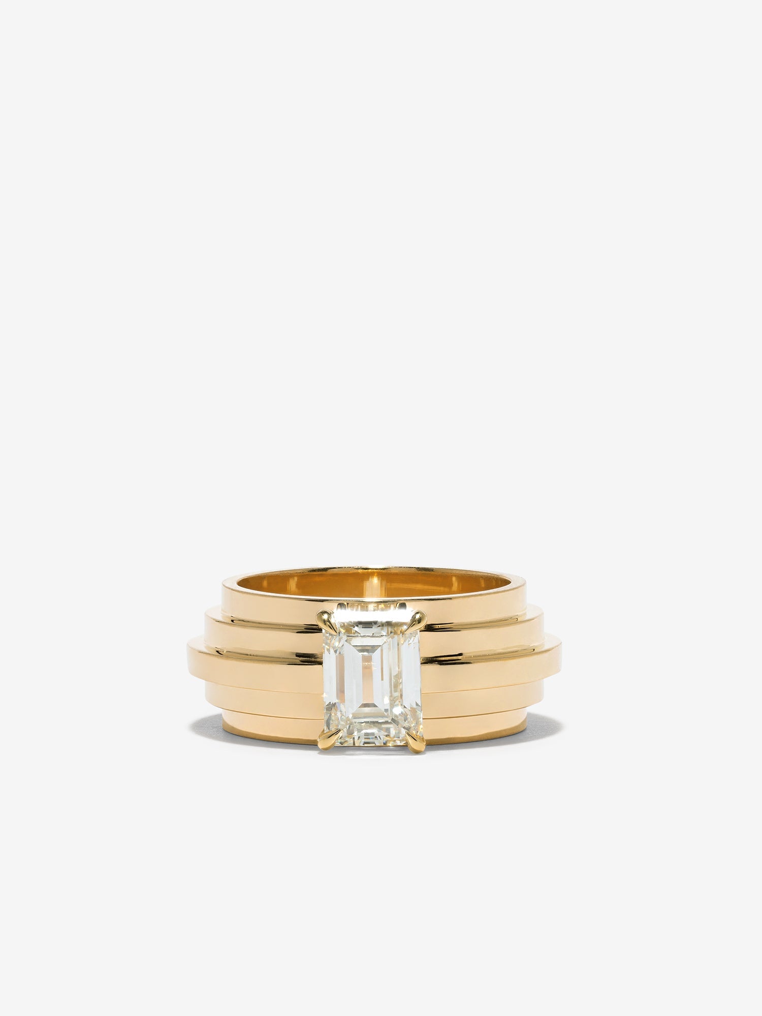 5-Tier Staircase Ring with Vertical Emerald Cut Diamond – AZLEE Jewelry
