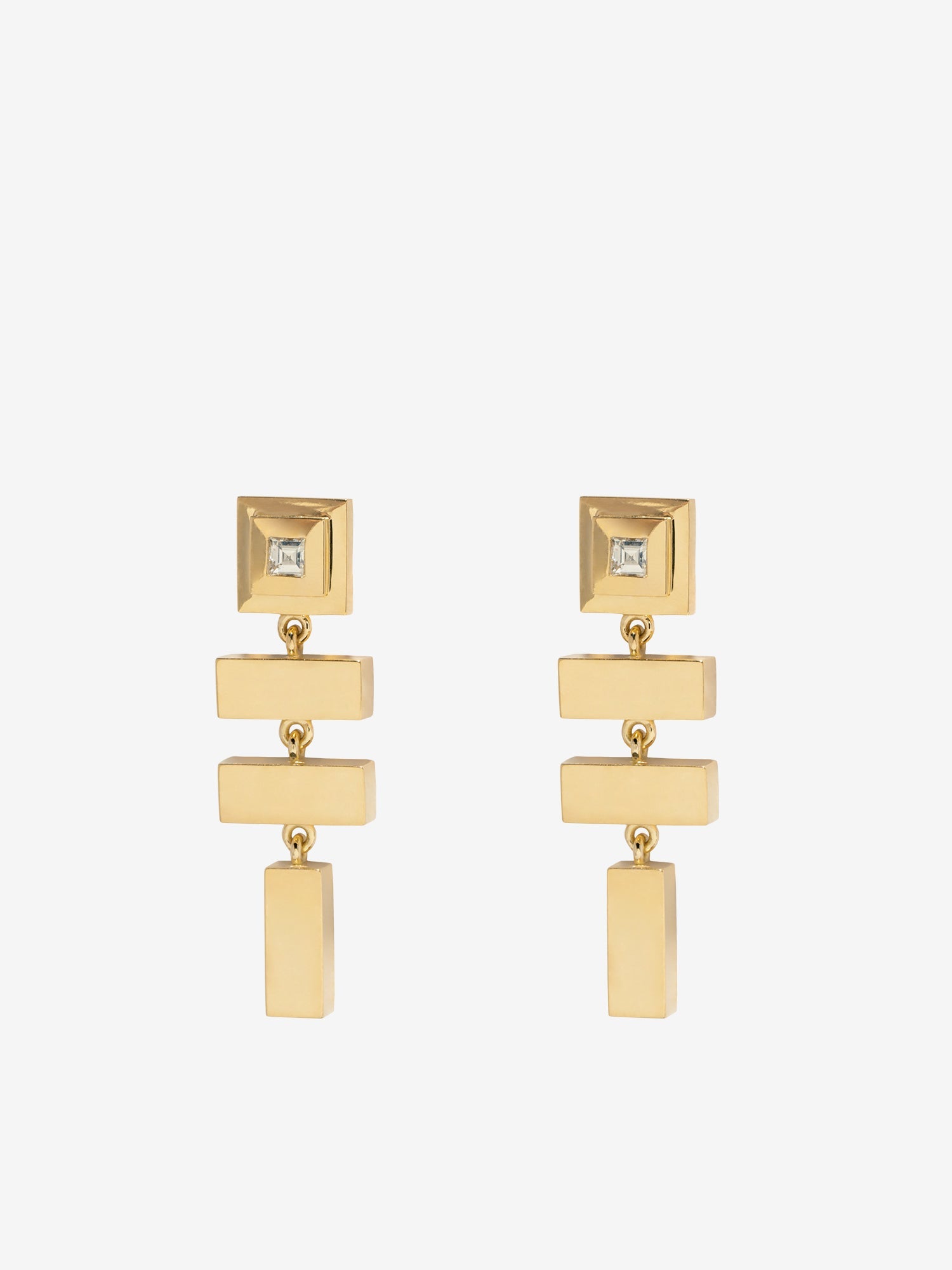 Scattered Gold Bar and Carre Diamond Staircase Earrings – AZLEE Jewelry